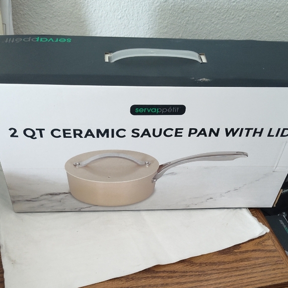 Kitchen | Cream Ceramic Sauce Pan With Lid | Poshmark